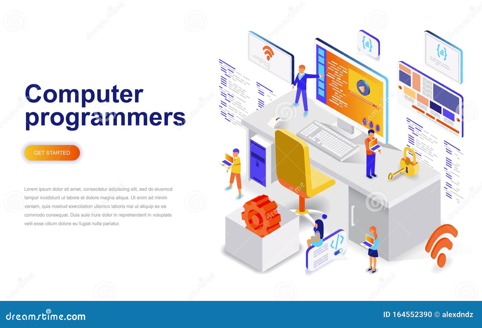 Computer Programmers Modern Flat Design Isometric Concept. Stock Vector ...