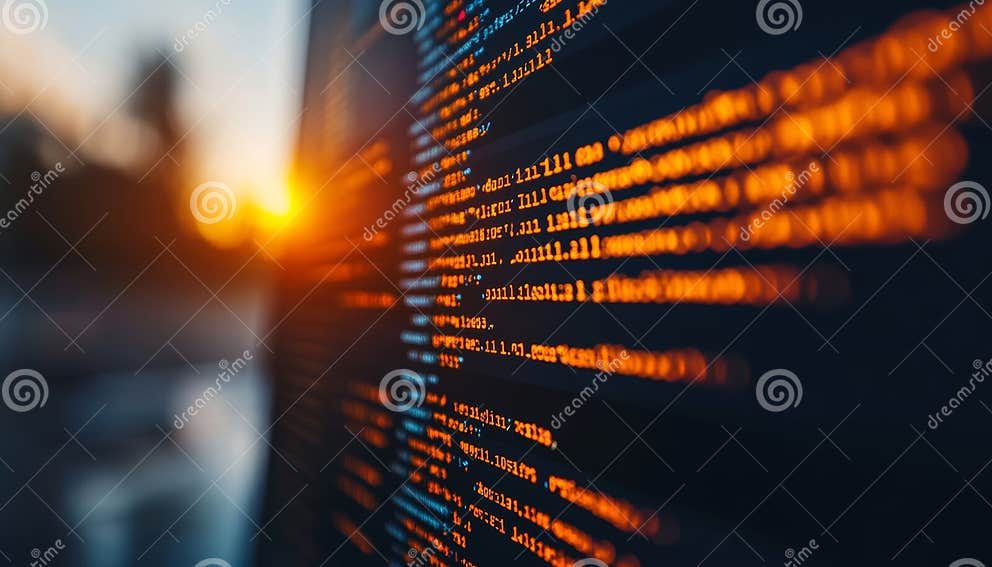 Computer Programming Code on Screen, Close Up View. Abstract Technology ...