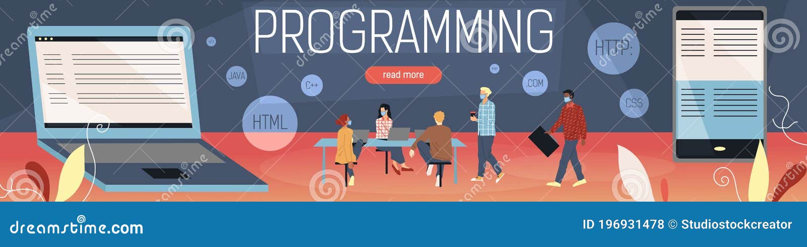 Computer Programming Concept. Group of Young Professionals Meet To Talk ...