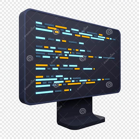 Computer Programming Or Developing Software 3d Rendering Of Flat Monitor Coding 3d Render 3d