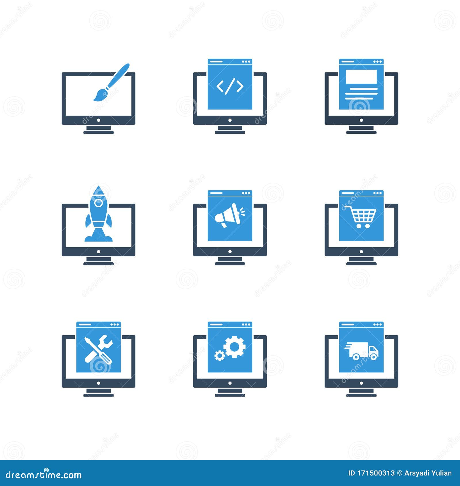 Computer Programming Icons Set Programmer Developer Stock Colored Filled Icon Set Vector Stock ...