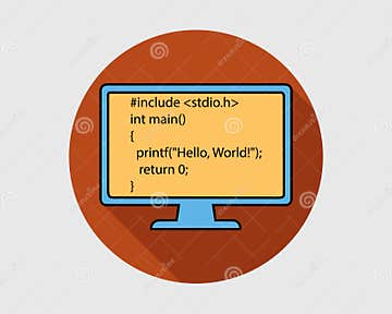 Computer Programming Language Colorful Button Icon. Hello World Stock ...