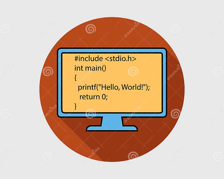 Computer Programming Language Colorful Button Icon. Hello World Stock ...