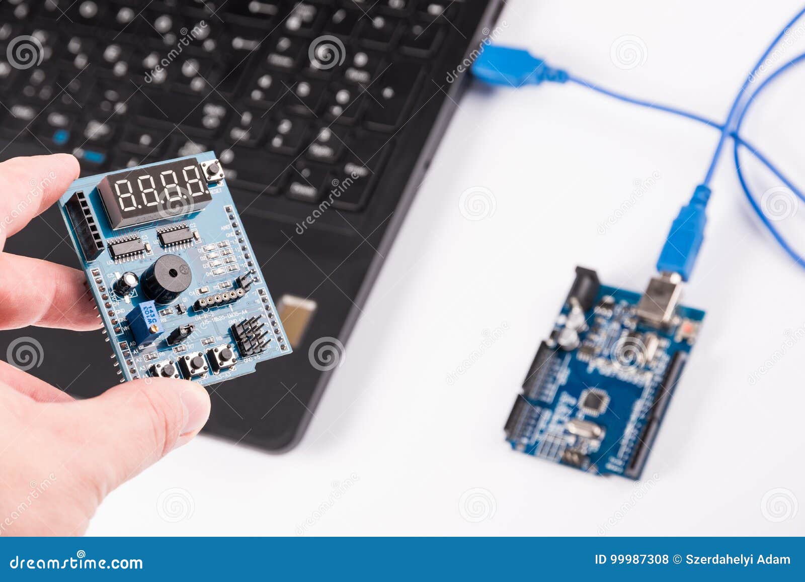 Computer Programming Microelectronics Stock Photo - Image of cable ...