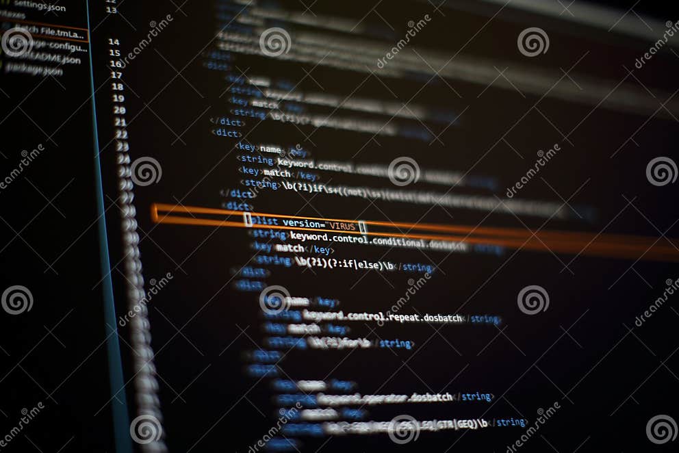 Programmer Developer Screen, Web App Coding. Script on Computer. Modern Display of Data Source ...