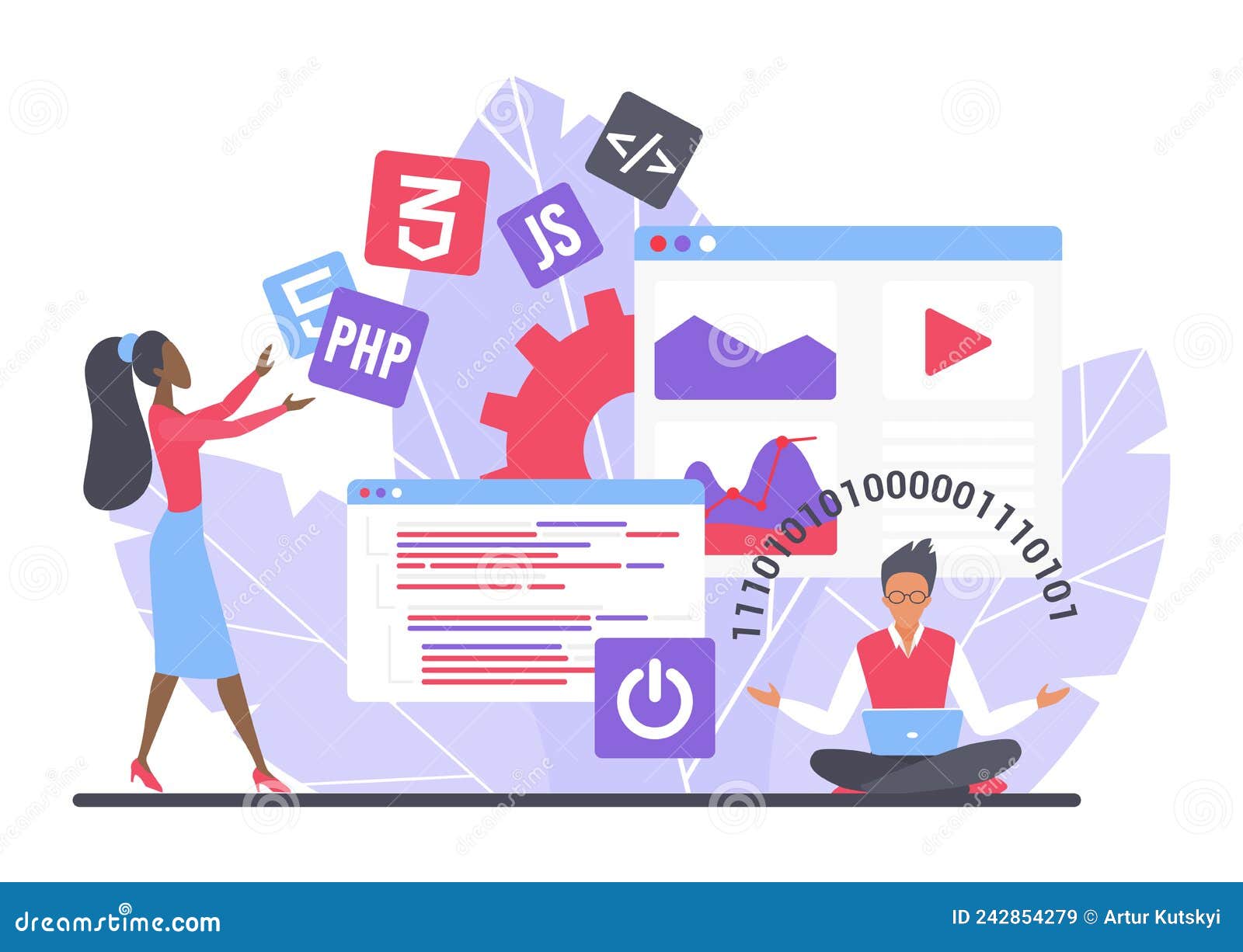 Computer Programming Skills And Coding Proficiency Stock Vector Illustration Of Occupation
