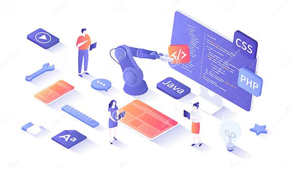 Computer Programming Software Web App Development Program Code On Monitor Screen Website 
