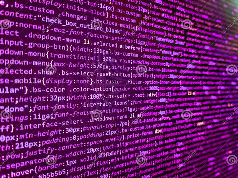 Computer Programming Source Code. Hi-tech Modern Screen of Data, Digits ...
