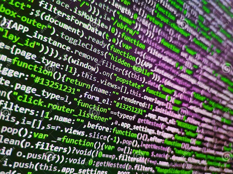 Computer Programming Source Code. Shallow Depth of Field Effect. Big ...