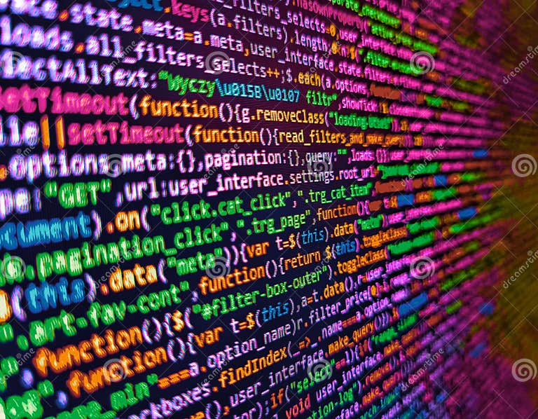Computer Programming Source Code. Writing Programming Functions on ...