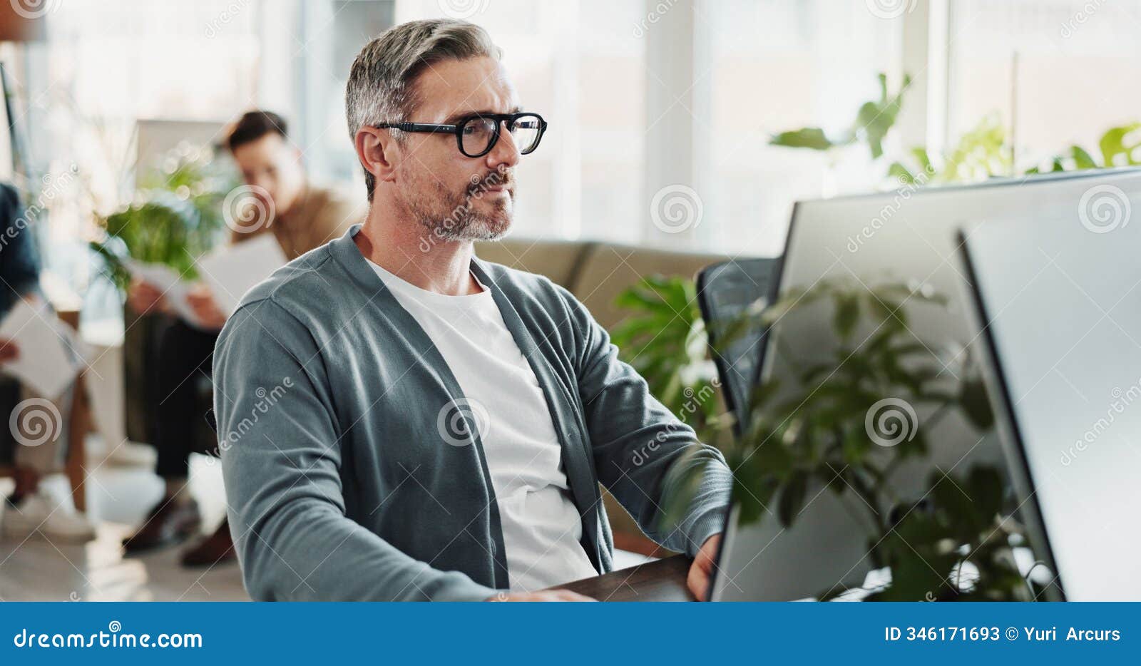 Computer Programming Typing And Web Development With Man In Creative Workplace For Coding Or