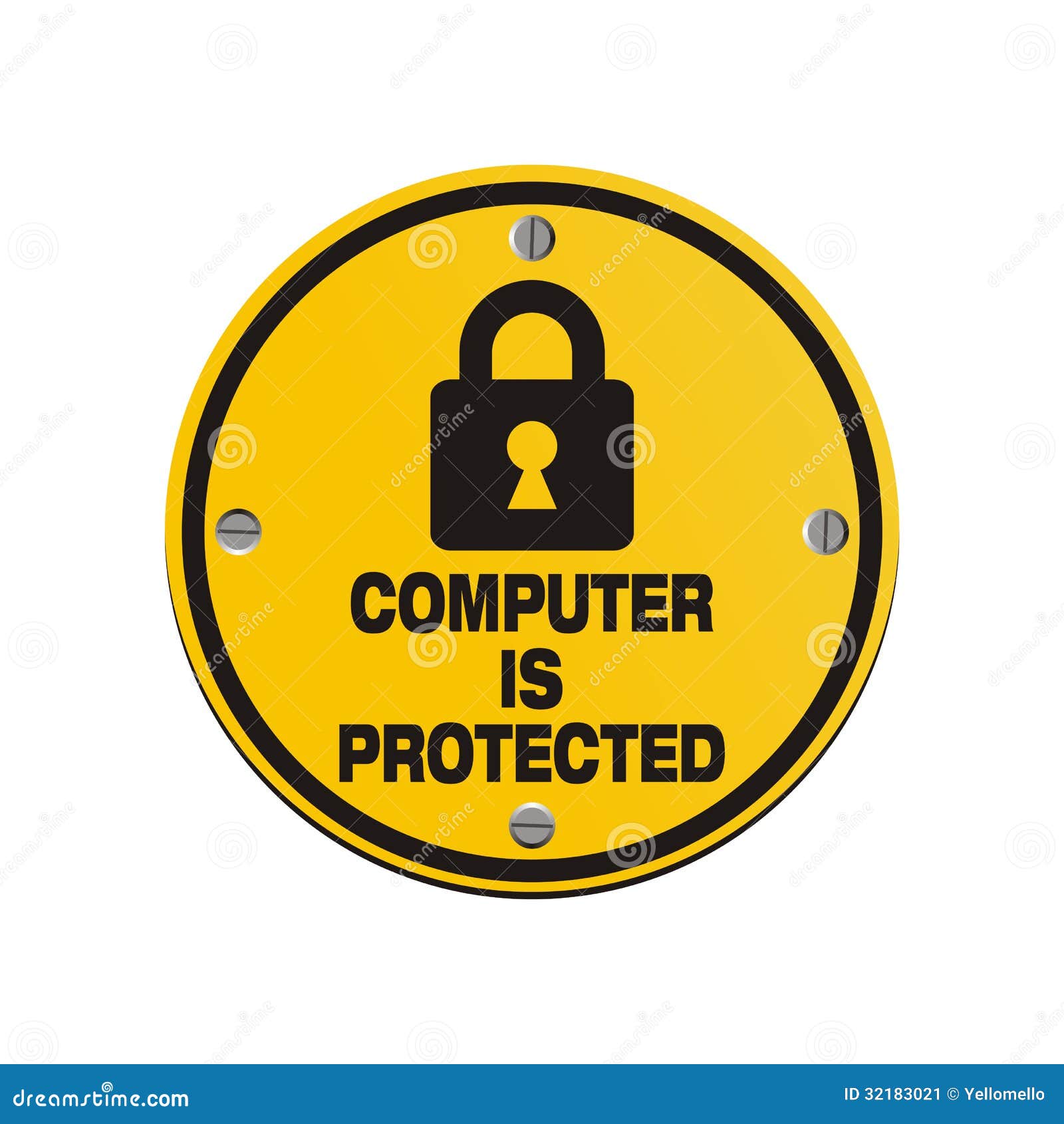 Computer is Protected - Circle Signs Stock Illustration - Illustration ...