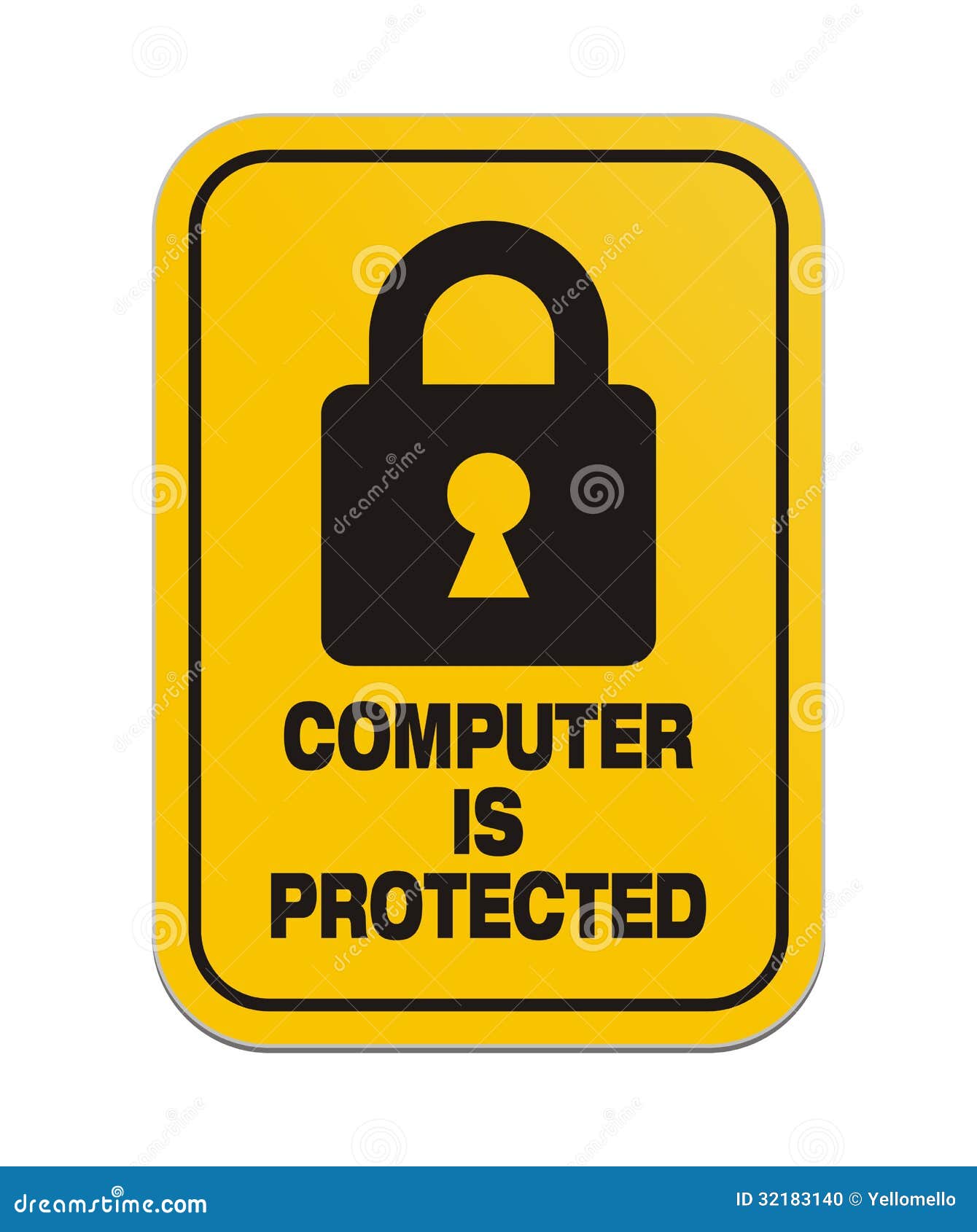 Computer is Protected - Yellow Signs Stock Illustration - Illustration ...