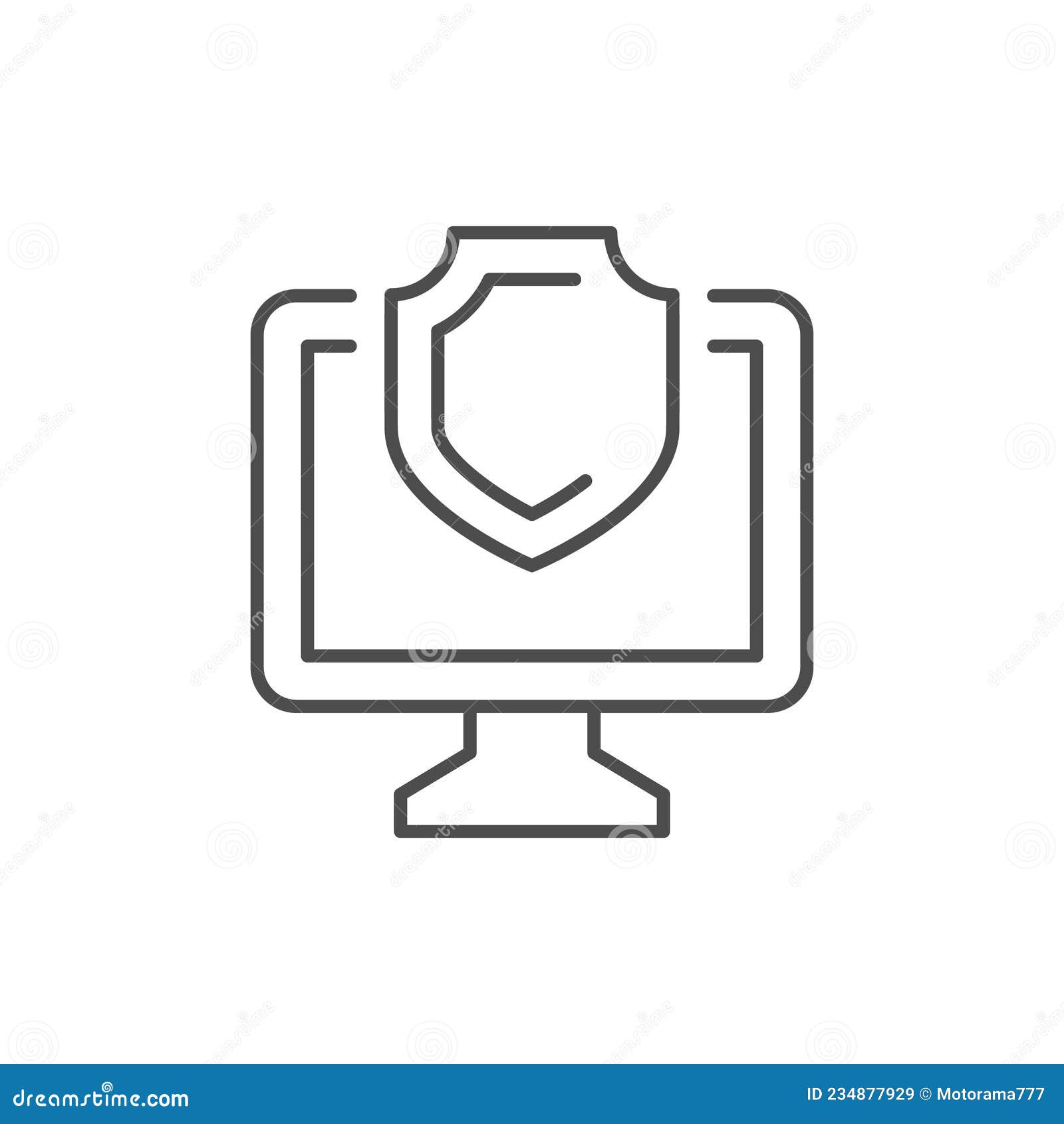 Computer Protection Line Outline Icon Stock Vector - Illustration of ...