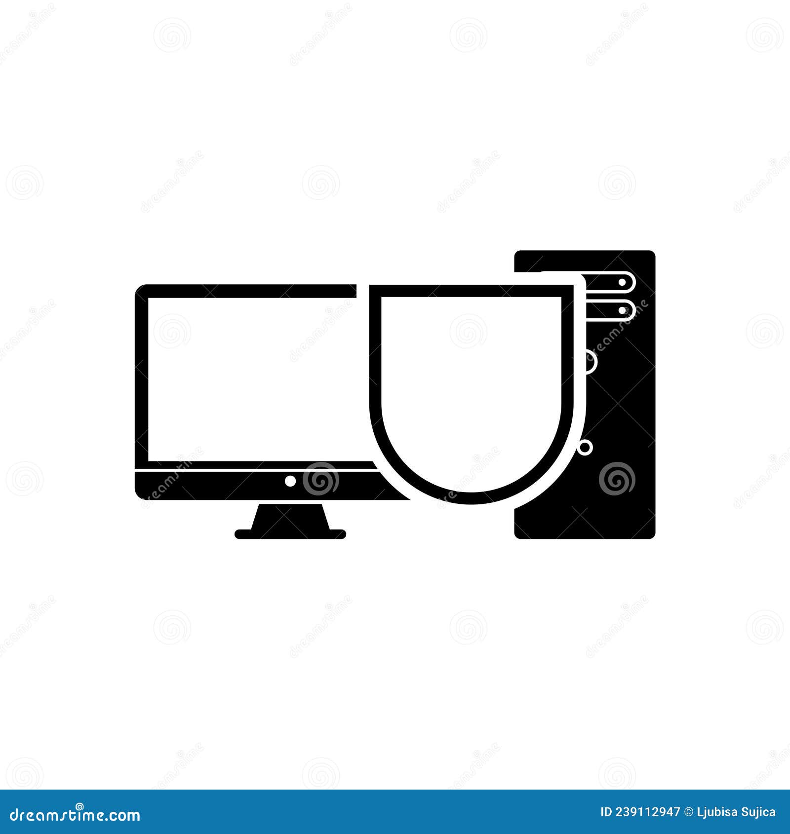 Computer Protection Shield Icon Isolated on White Background Stock ...