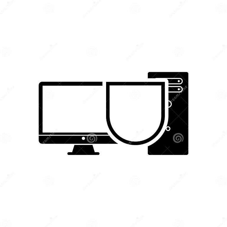 Computer Protection Shield Icon Isolated on White Background Stock ...