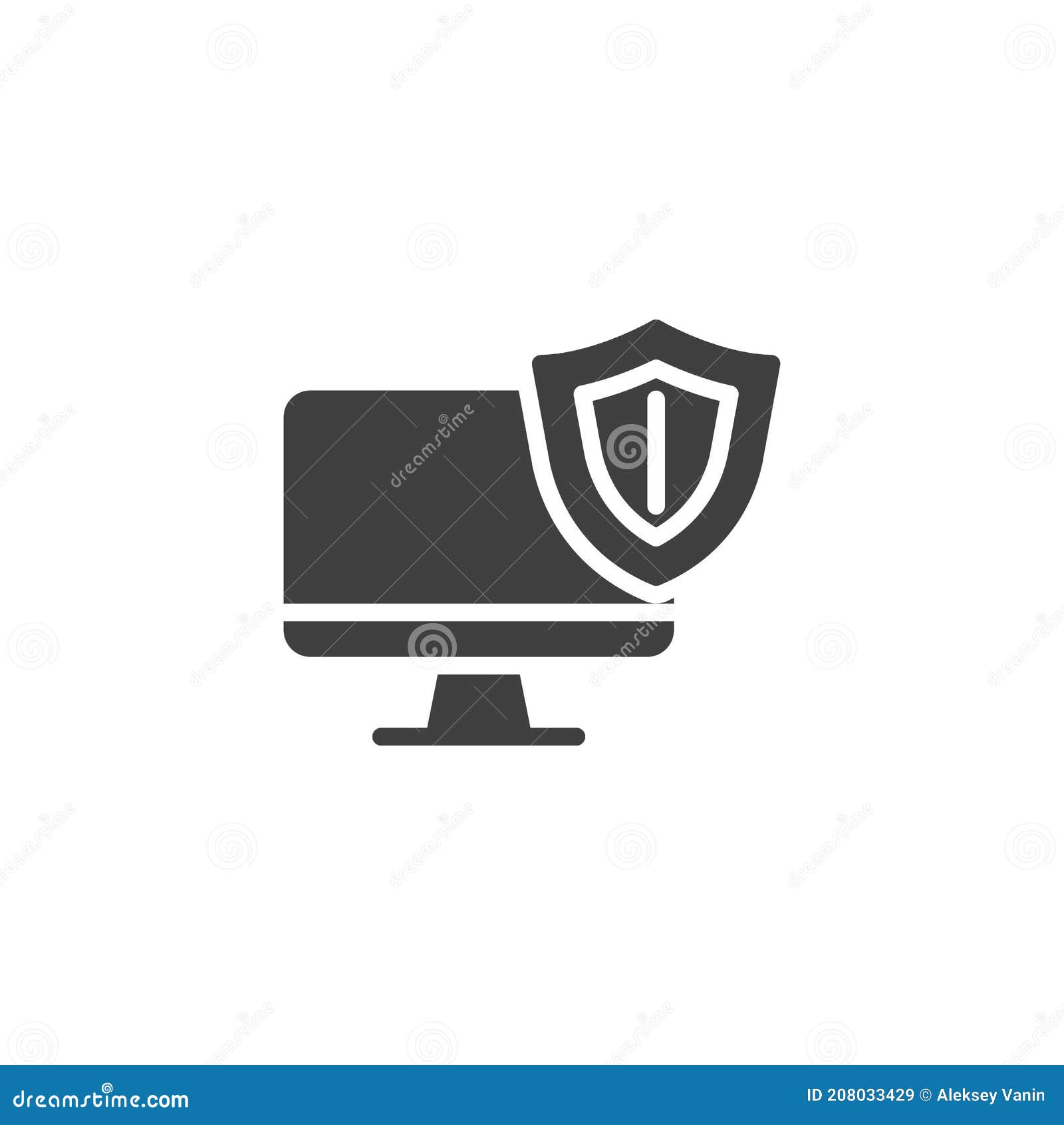 Computer Protection Shield Vector Icon Stock Vector - Illustration of ...