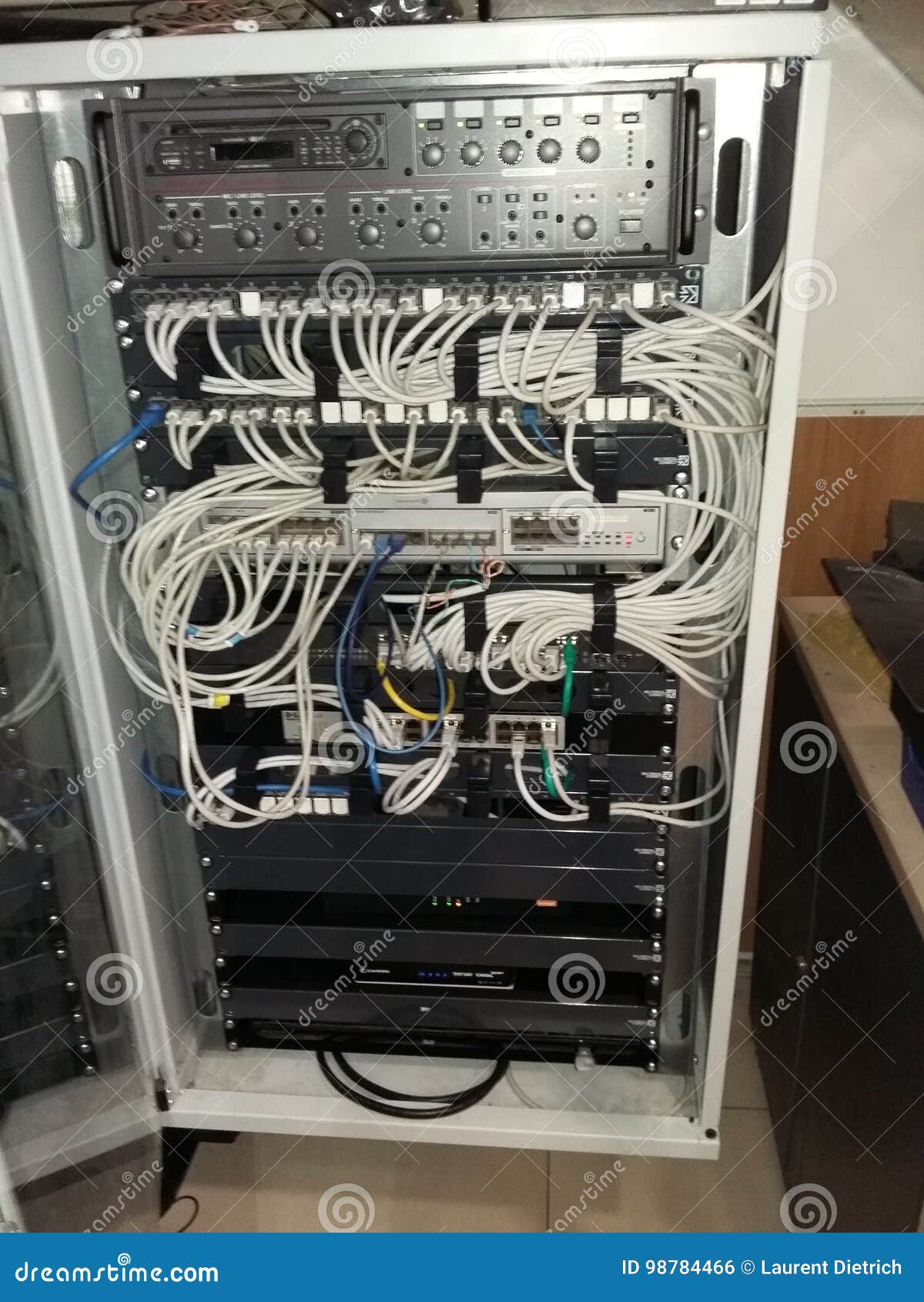 Computer rack stock photo. Image of organised, connections - 98784466