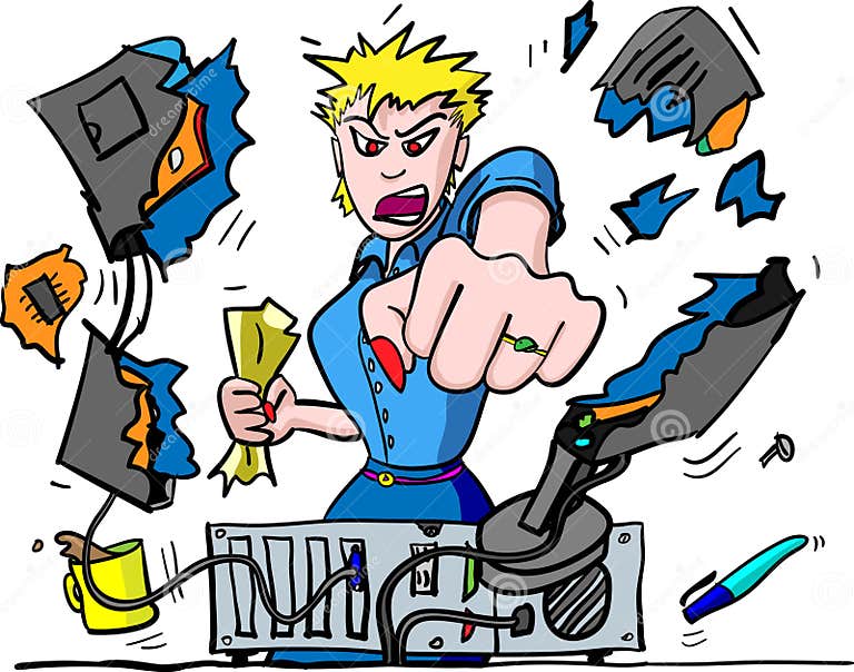 Computer Rage stock vector. Illustration of anger, destroy - 14030553
