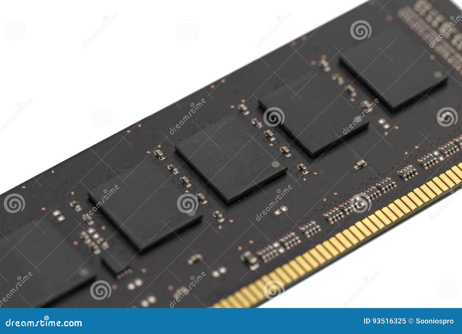Computer RAM Printed Circuit Board Isolated Stock Image - Image of dark ...
