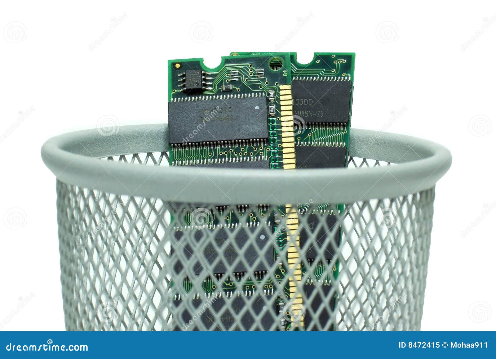 Computer RAM in trash can stock image. Image of contacts - 8472415