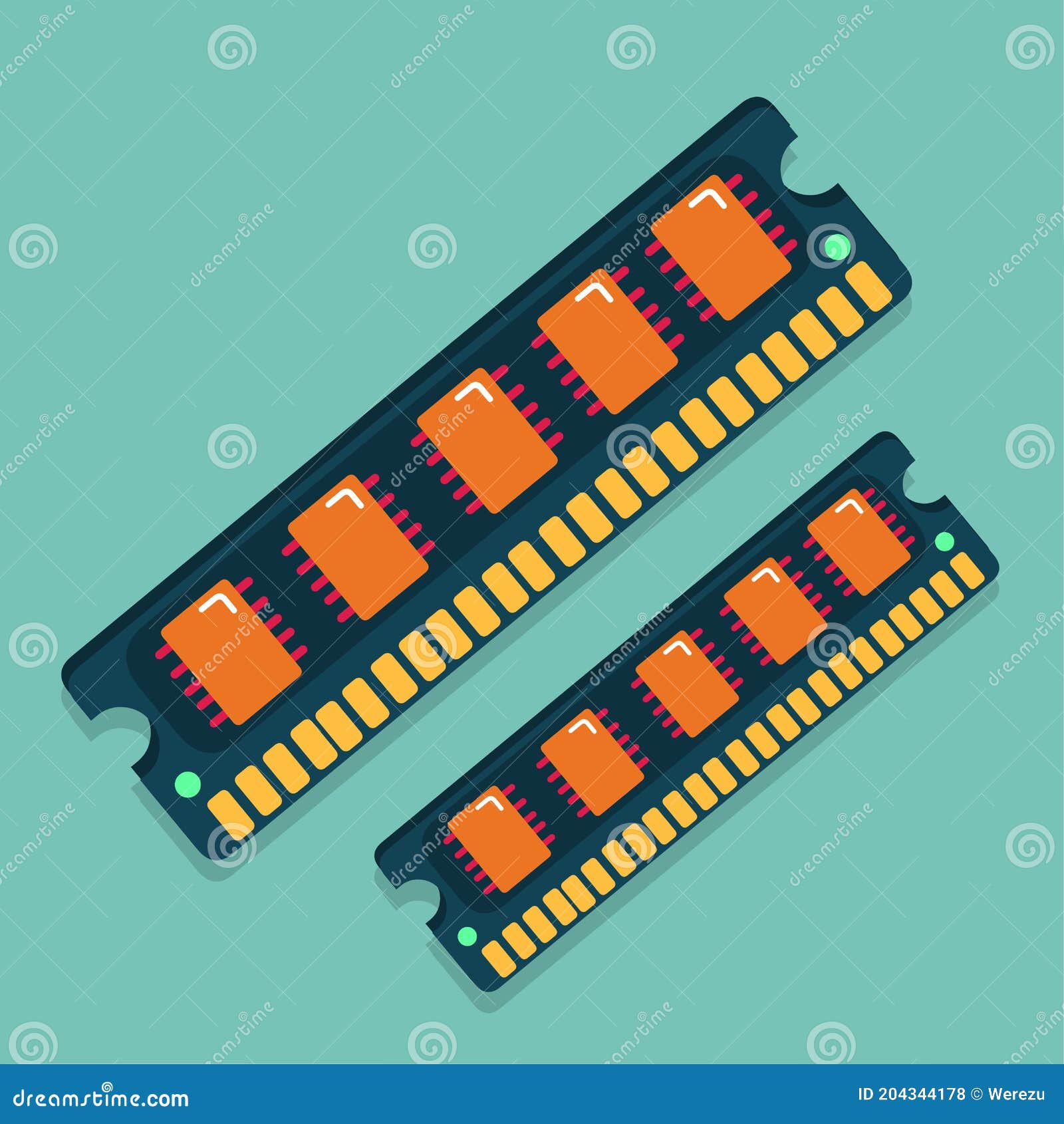 Computer Rapid Access Memory Hardware Vector Illustration in Flat Style ...