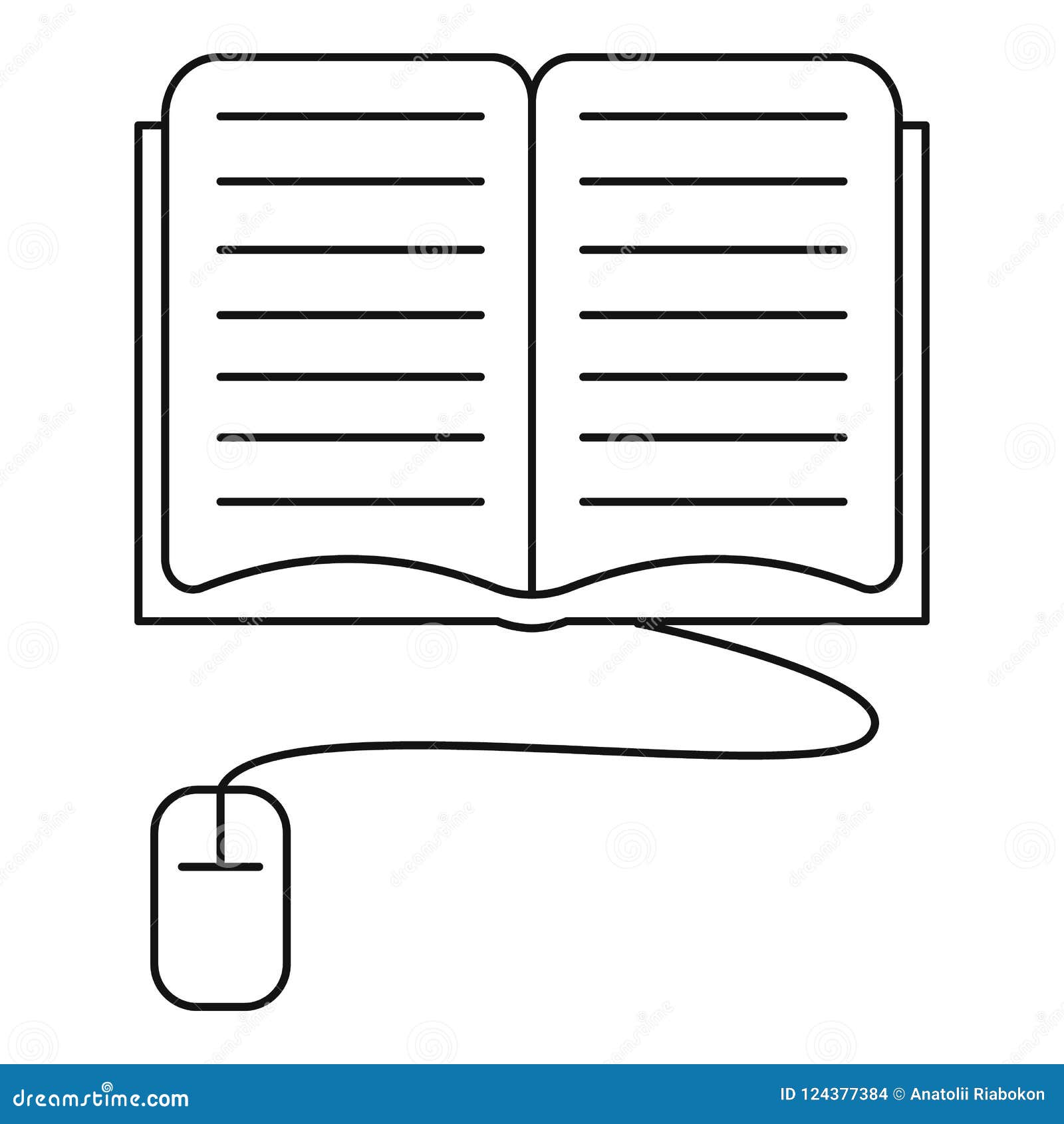 Computer Reading Icon, Outline Style Stock Illustration - Illustration ...
