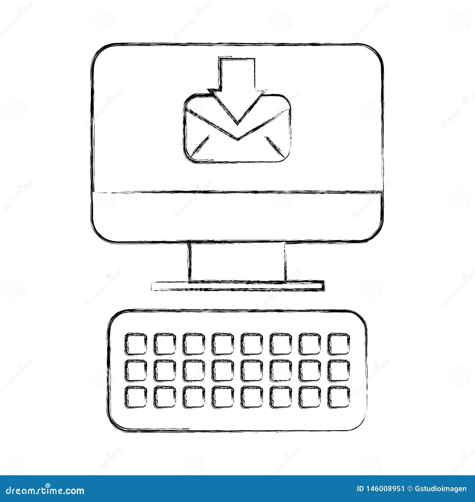 Computer Receiving Email Message Digital Stock Illustration ...