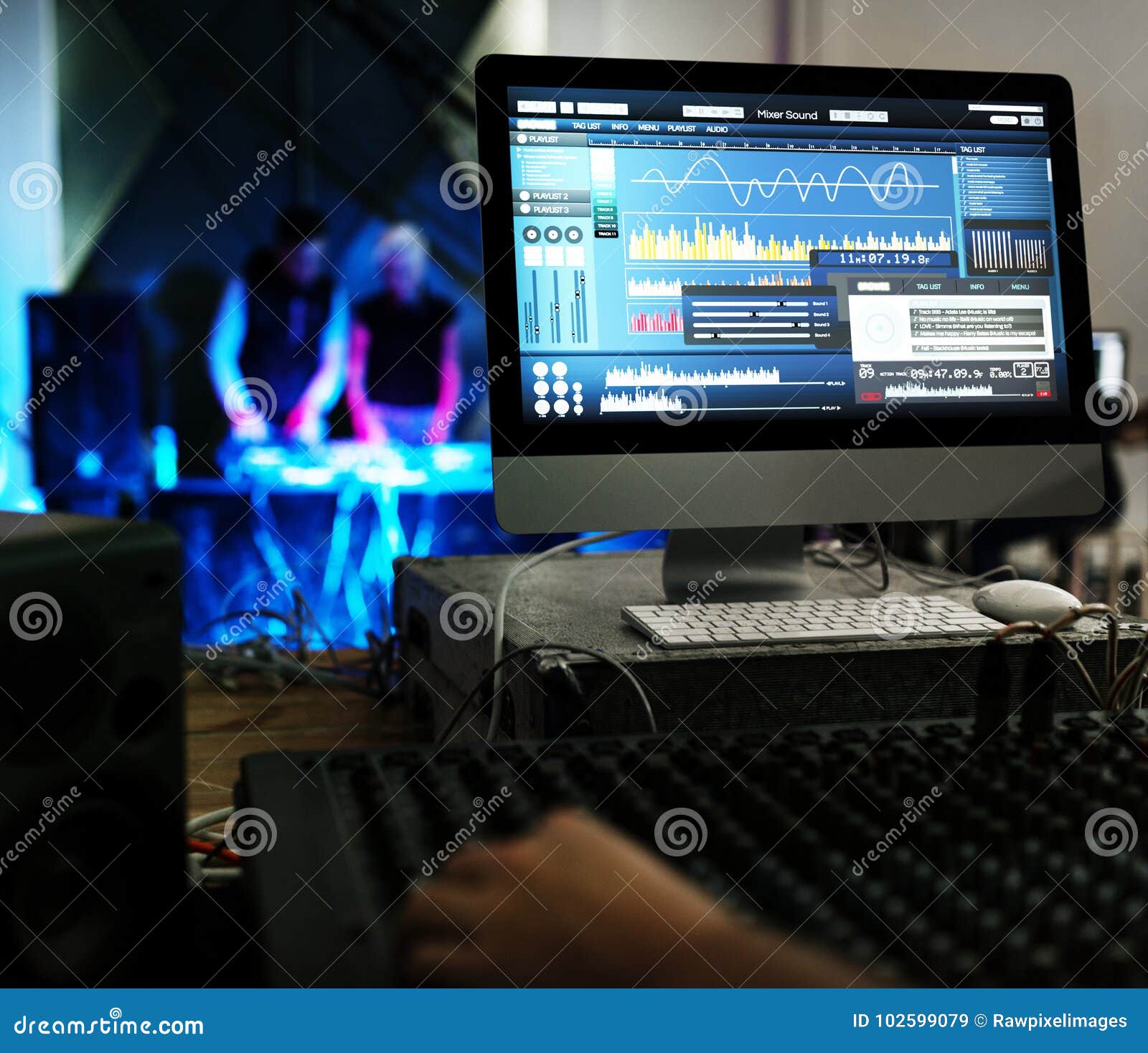Computer Recording Sound Mixer Program Stock Image - Image of play ...