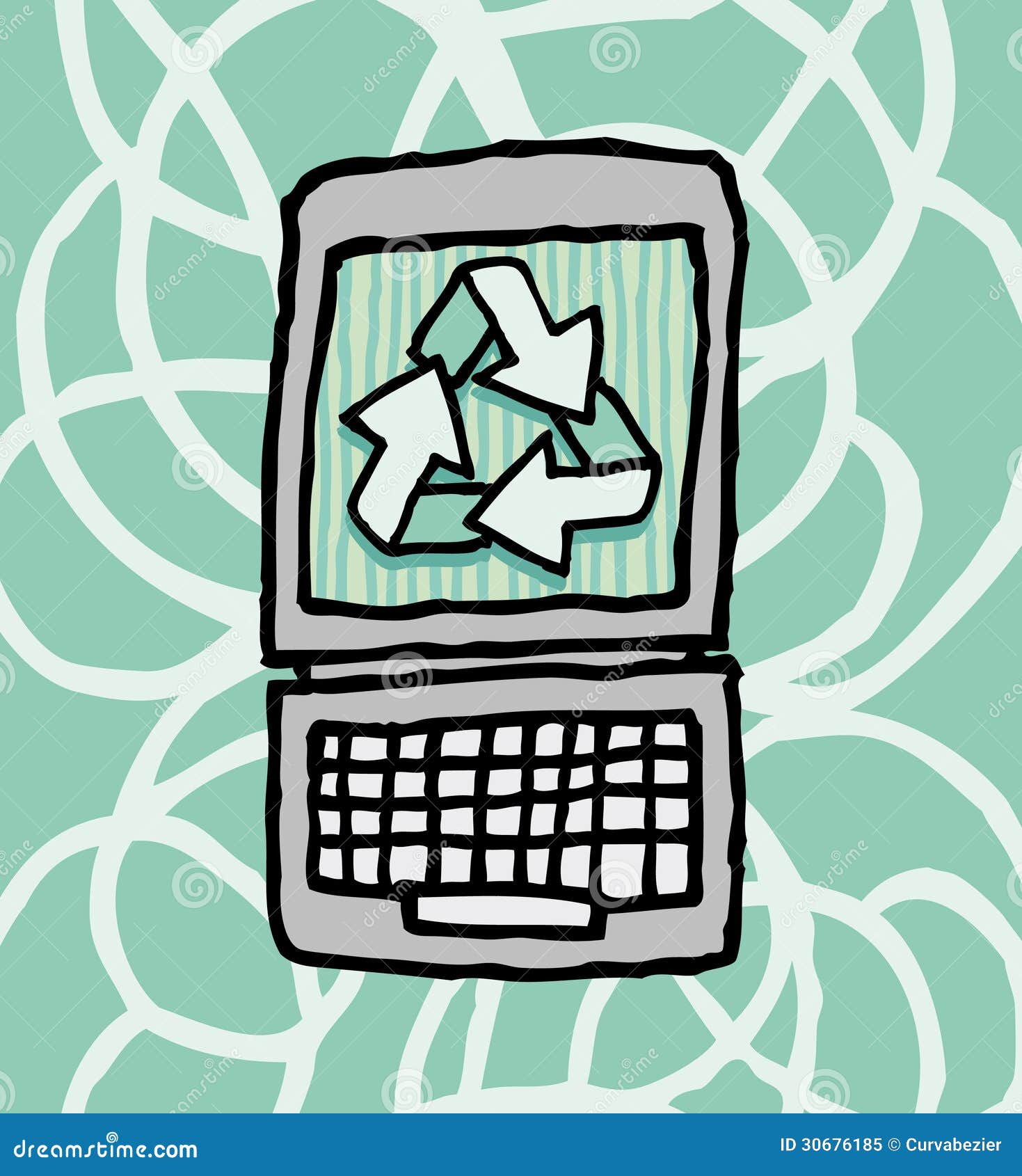 Computer Recycling / Ecology Green Laptop Stock Illustration ...