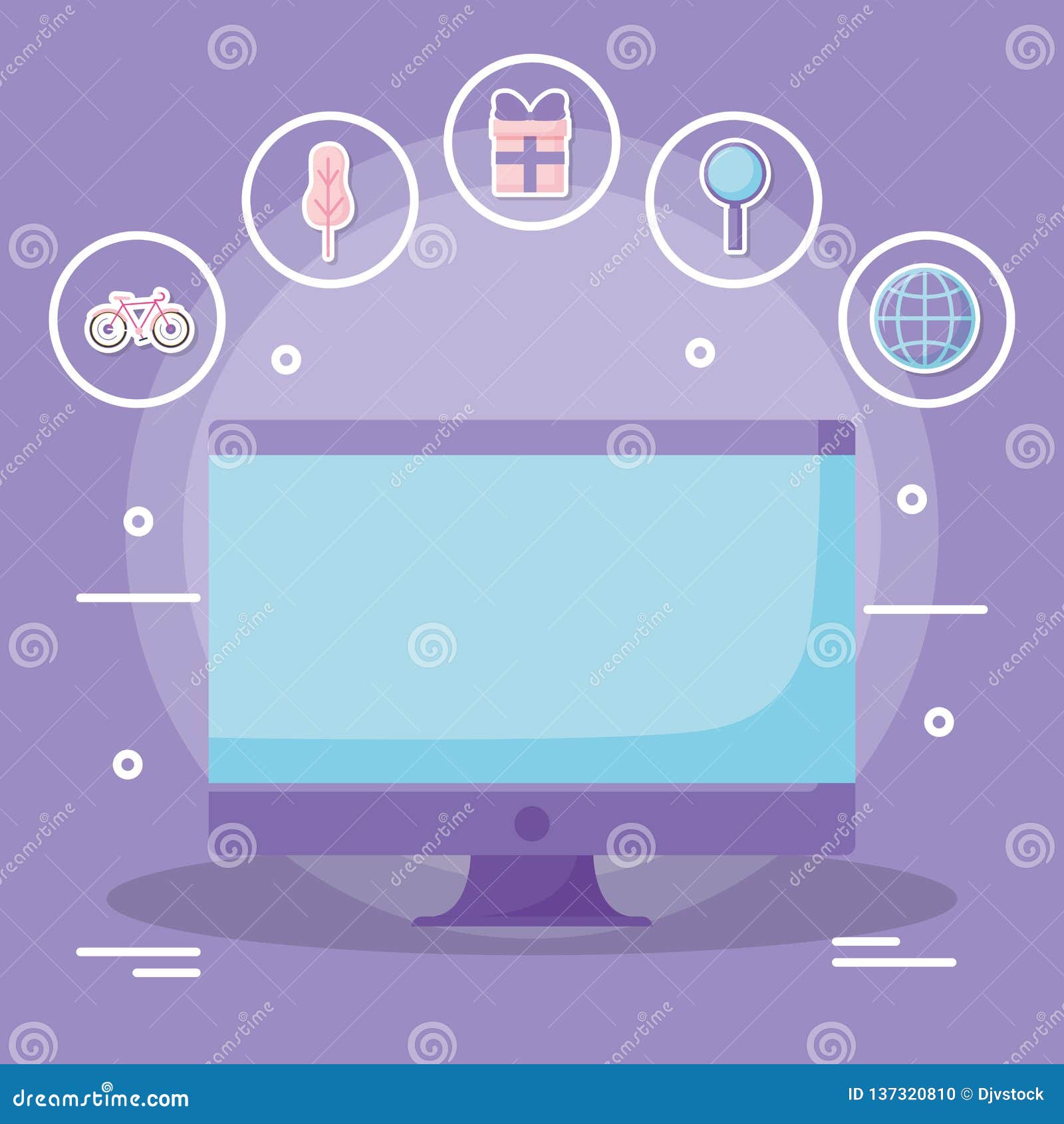Computer and related icons stock vector. Illustration of sign - 137320810