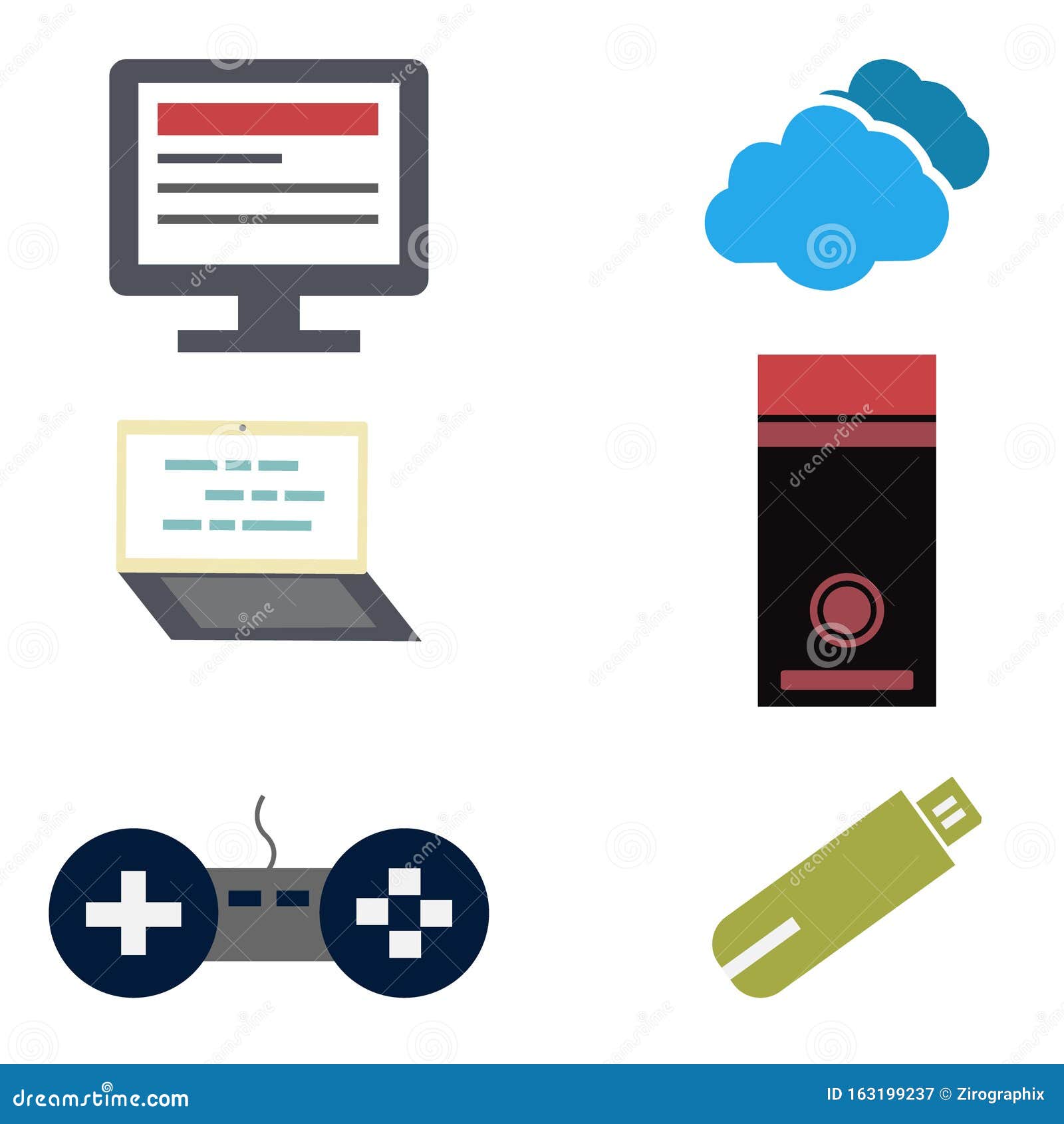 Computer Related Icons Set Vector Art Design Stock Illustration ...
