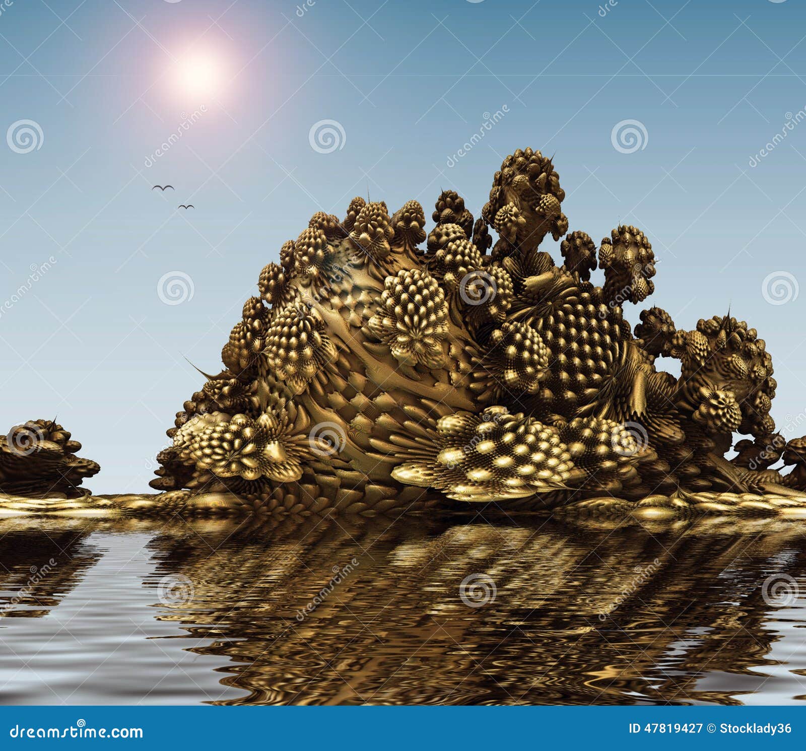 Computer Rendered Virtual Landscape Scenery Stock Illustration ...