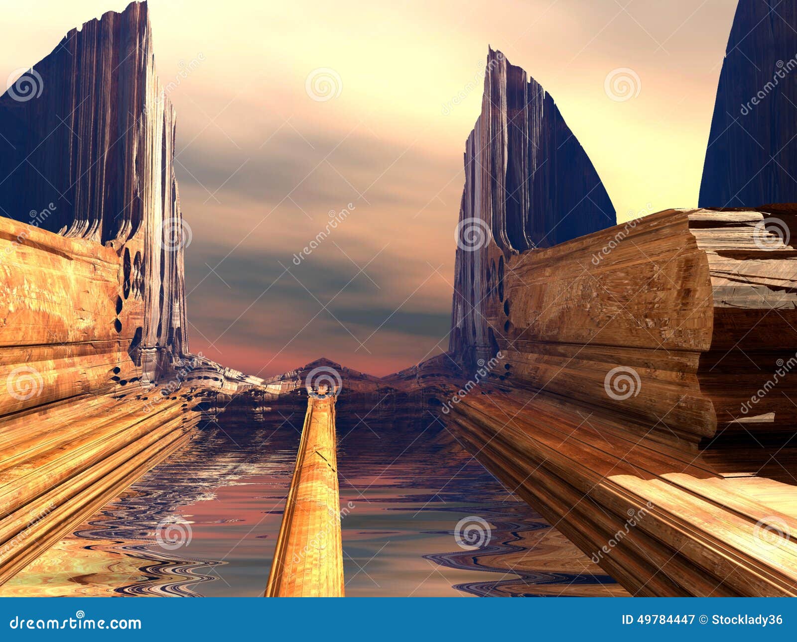 Computer Rendered Virtual Scenery Stock Illustration - Illustration of ...