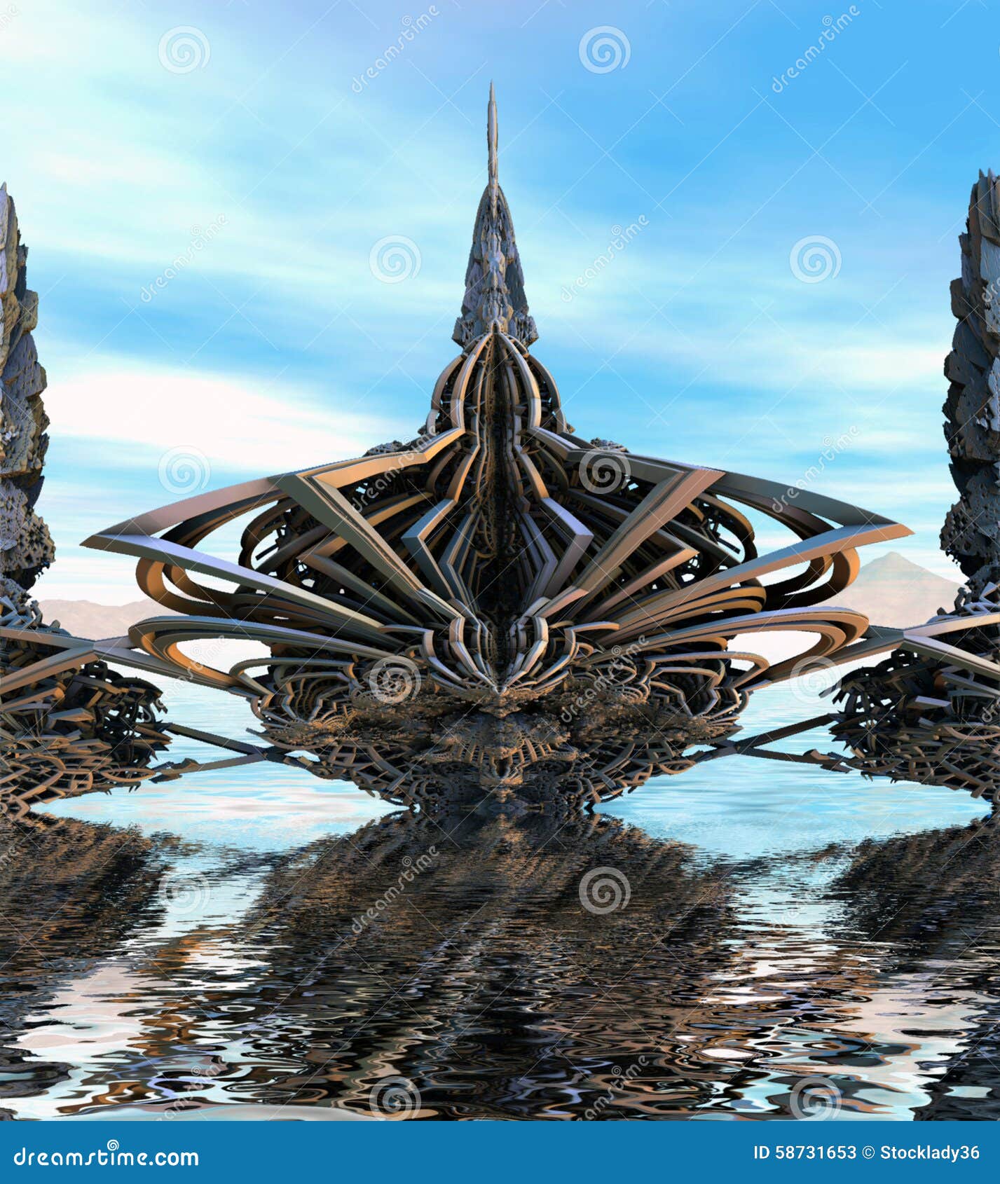 Computer Rendered Virtual Scenery Stock Illustration - Illustration of ...