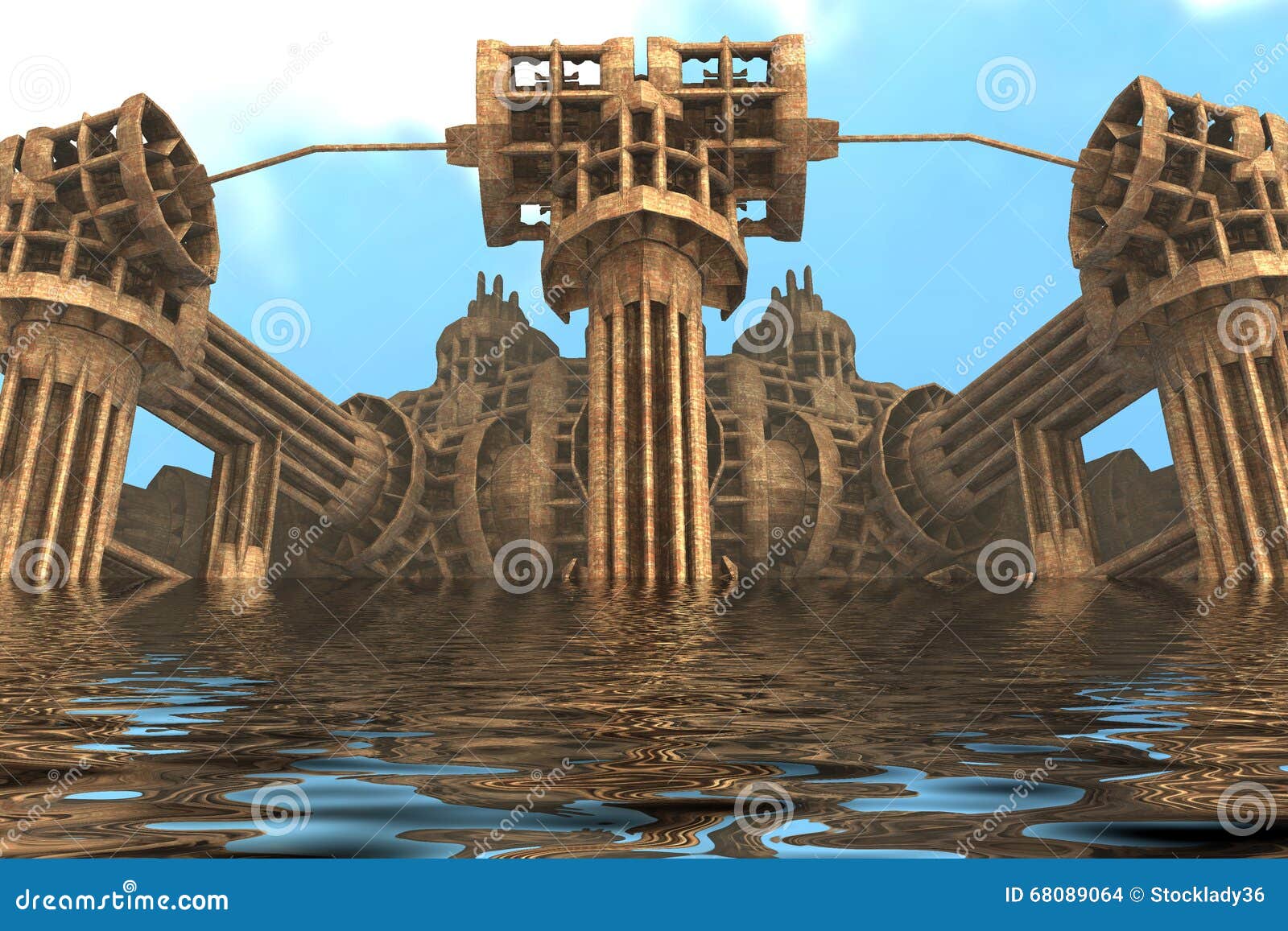 Computer Rendered Virtual Scenery Stock Illustration - Illustration of ...
