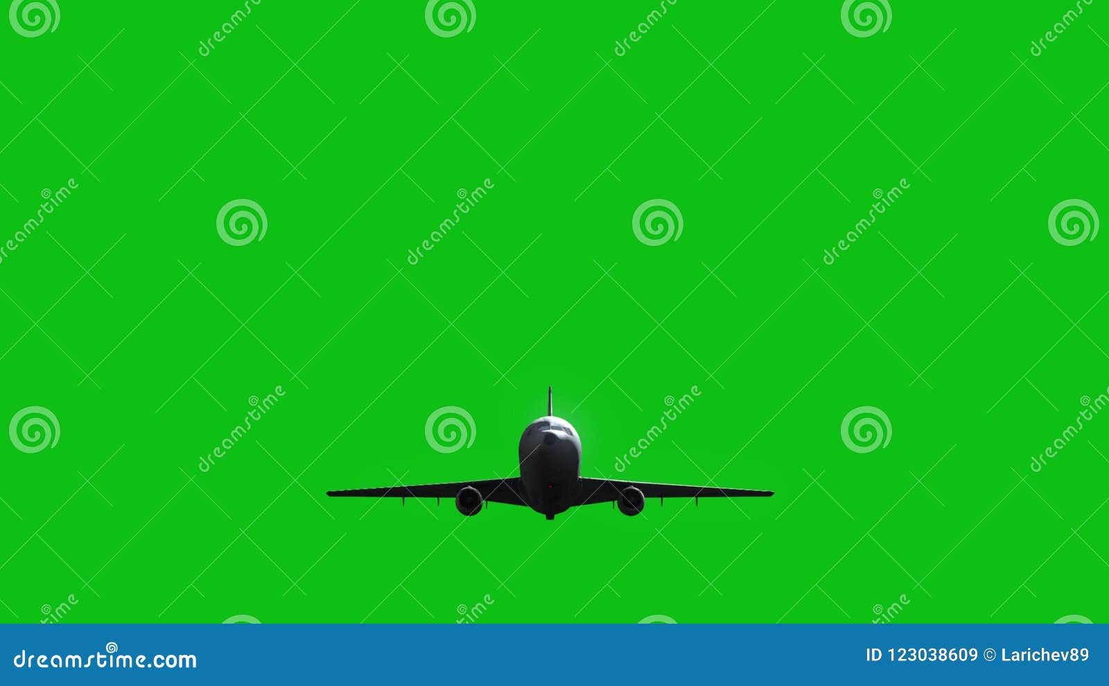 Computer Rendering of the Passenger Flying Plane with Green Screen. 4K ...