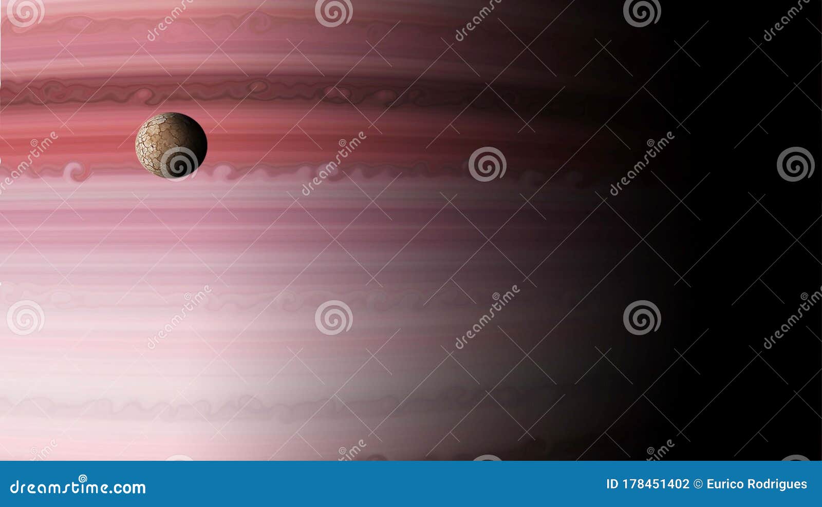 Computer Rendition of the Jupiter with One of Its Moons Stock ...