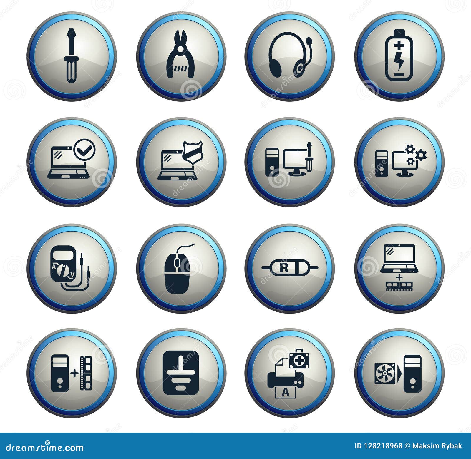 Computer repair icon set stock vector. Illustration of grounding ...
