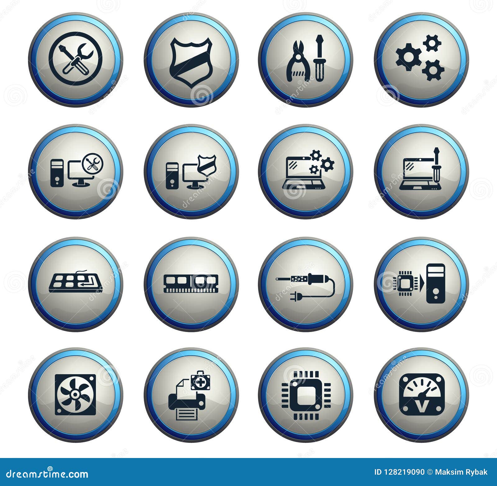 Computer repair icon set stock vector. Illustration of computer - 128219090