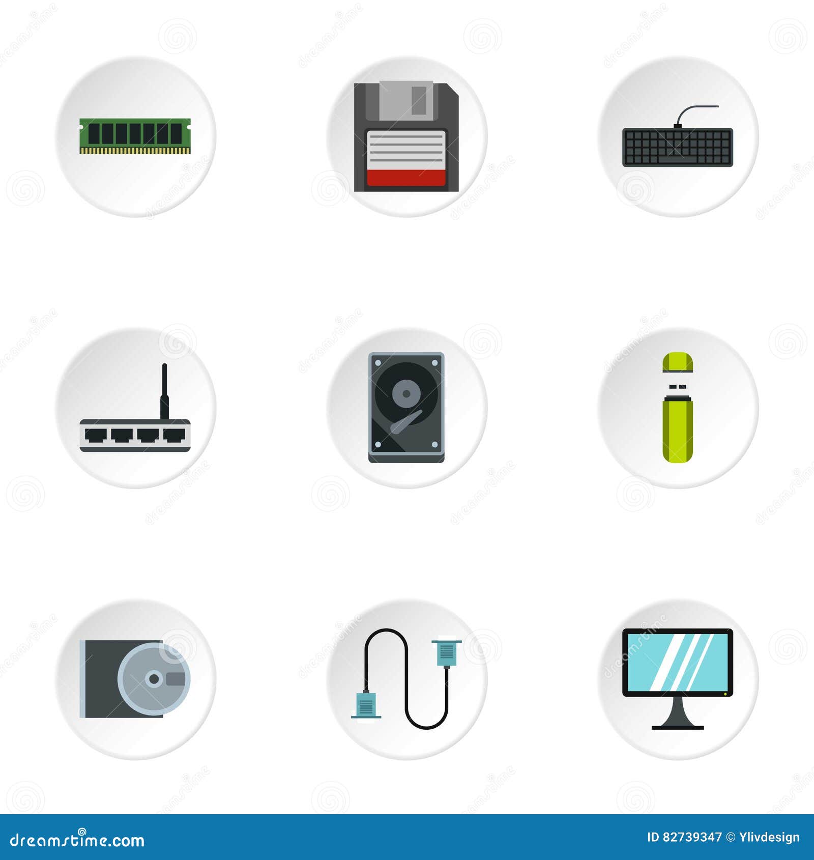 Computer Repair Icons Set, Flat Style Stock Vector - Illustration of ...