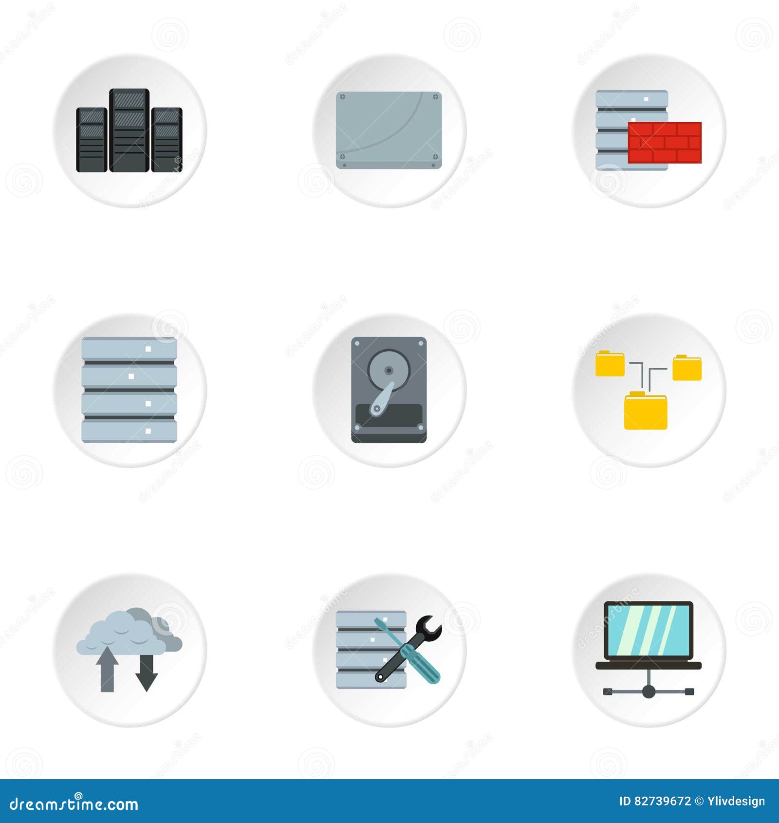 Computer Repair Icons Set, Flat Style Stock Vector - Illustration of ...