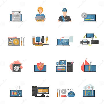 Computer Repair Icons Set stock vector. Illustration of business - 60732844