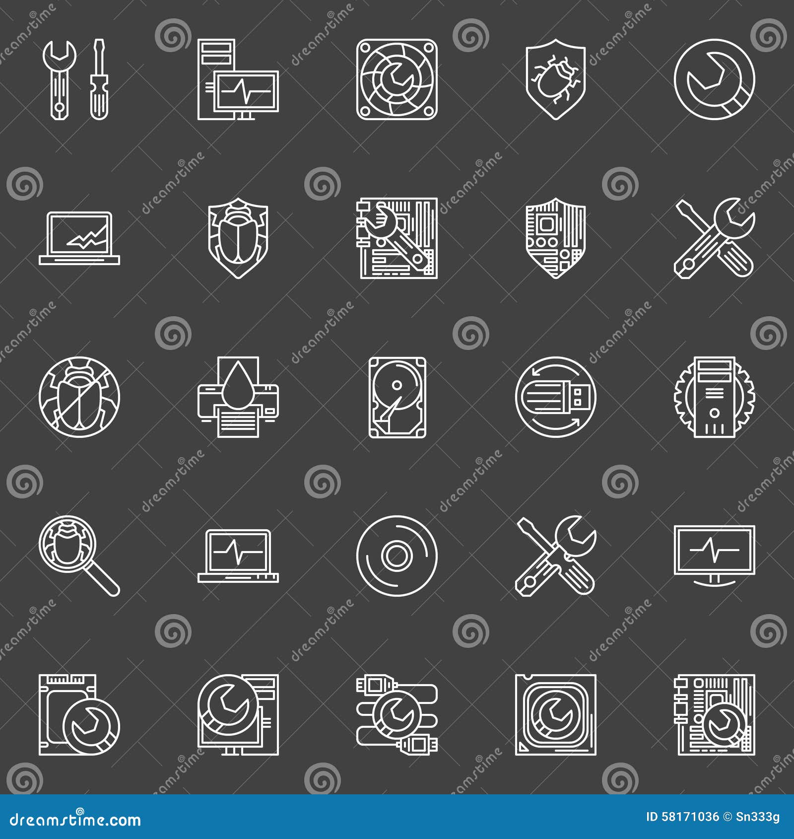 Computer repair icons stock vector. Illustration of logo - 58171036
