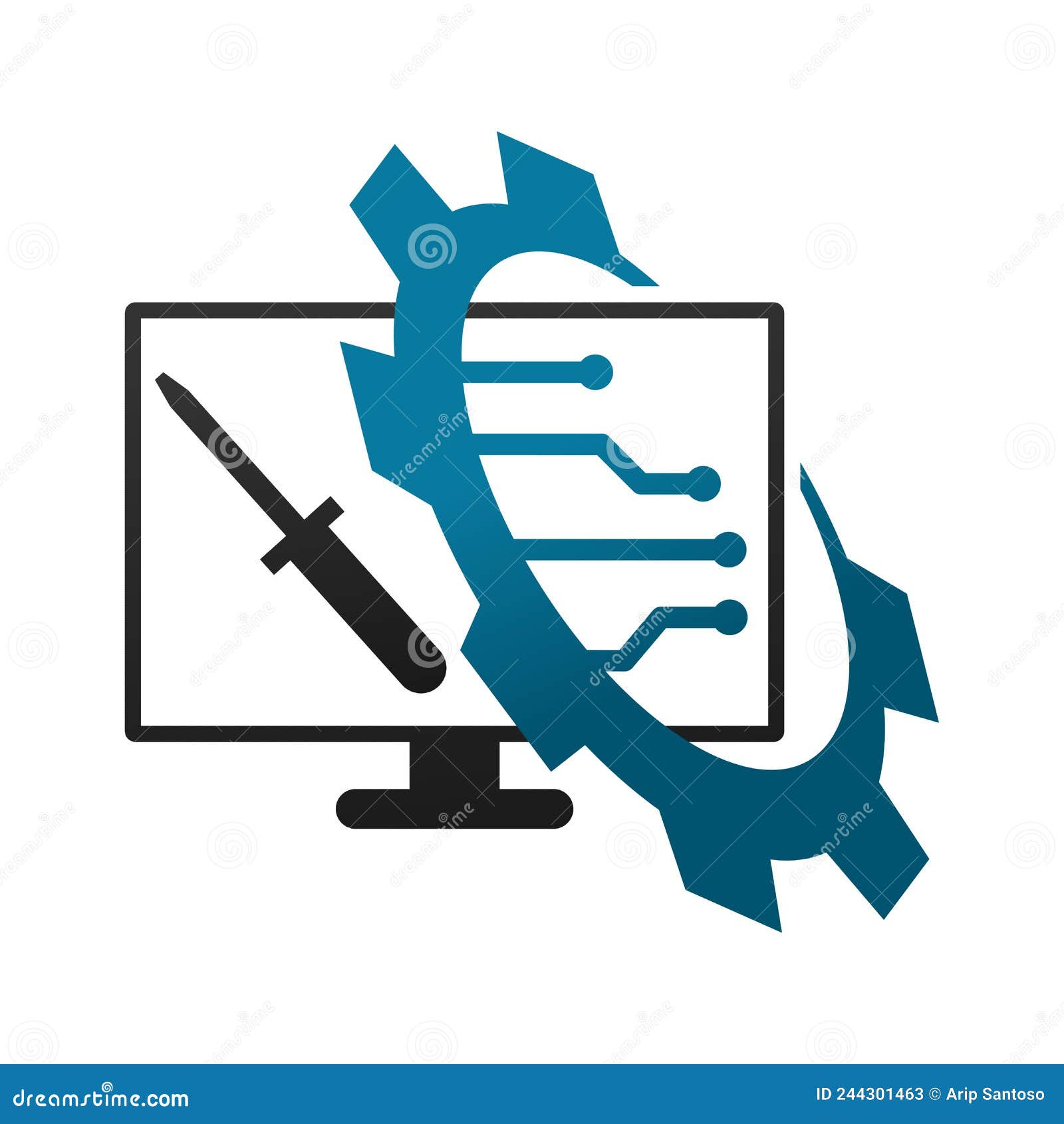 Computer Repair Logo Icon Illustration Brand Identity Stock Vector ...