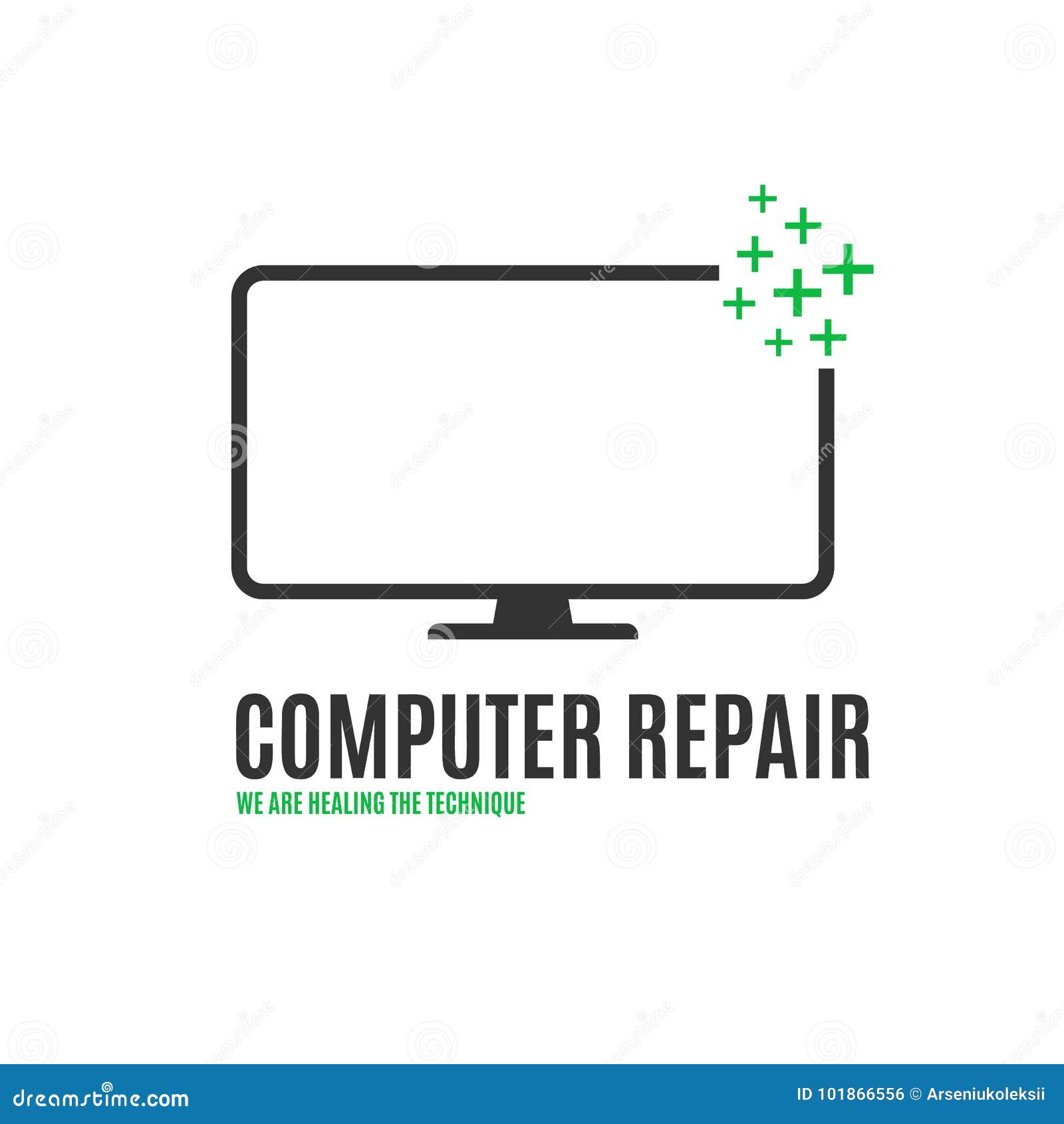 Computer Repair Logo on White Background Stock Vector - Illustration of ...