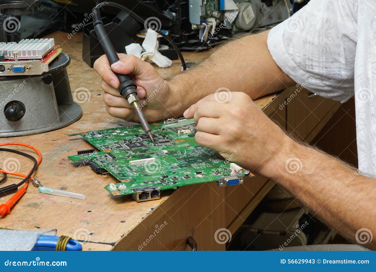 Computer. Repair of the Motherboard Stock Image - Image of service ...