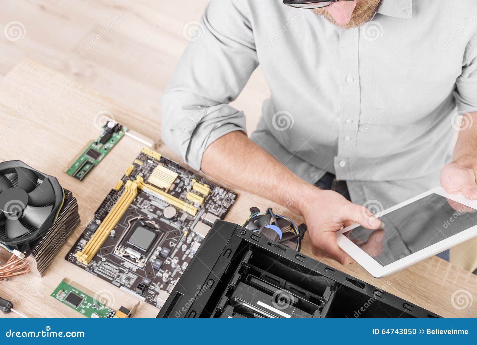 Computer Repair Professional Stock Photo - Image of indoors, center ...