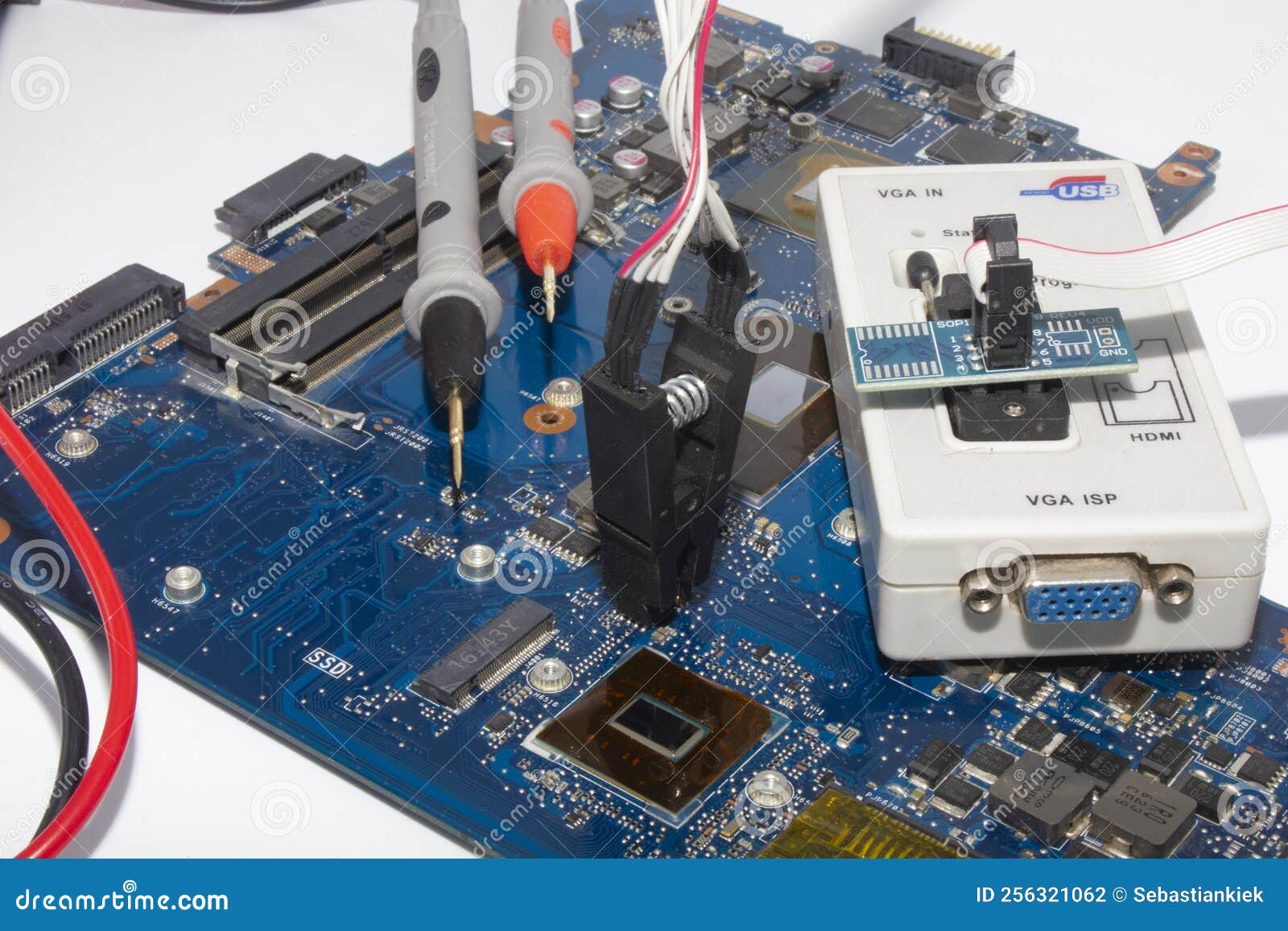 Computer Repair Service. Engineer Repairing Laptop Mainboard Stock ...