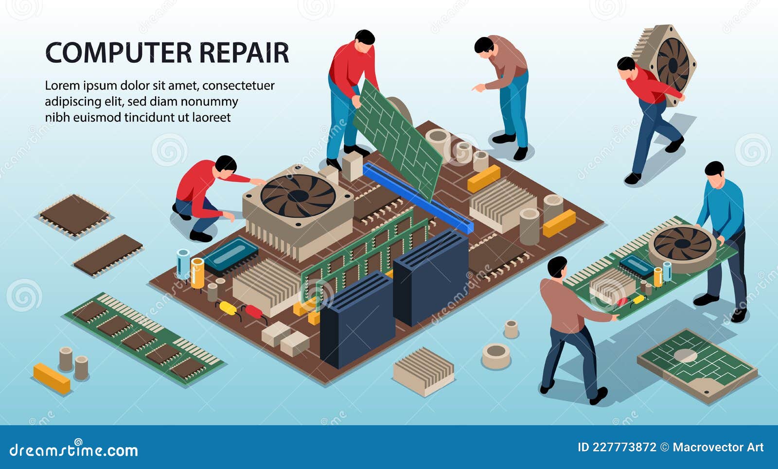 Computer Repair Service Illustration Stock Vector - Illustration of ...